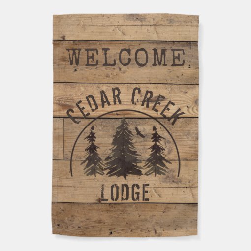 Rustic Wood Forest Trees Personalized Welcome Garden Flag | Zazzle