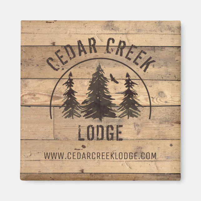 Rustic Wood Forest Trees Vacation Rental Promotion Magnet | Zazzle