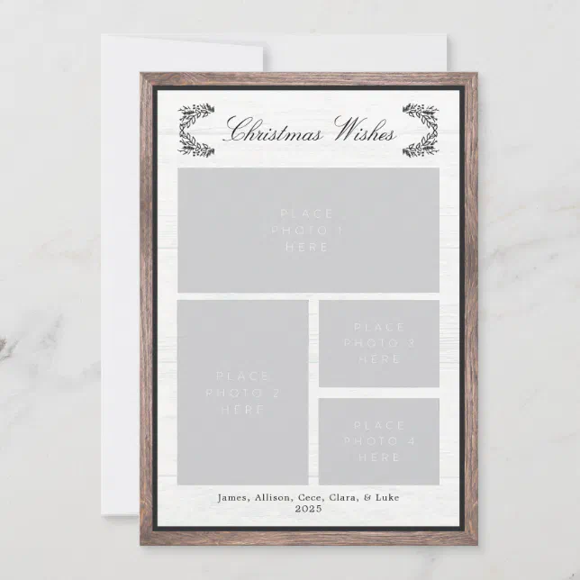 Rustic Wood Frame Holiday Card | Zazzle