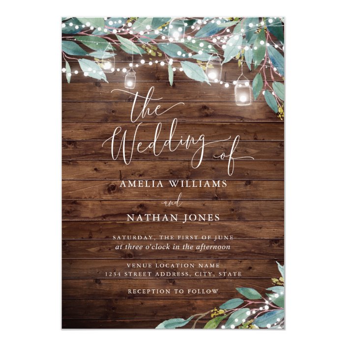 Rustic Wood Garden String lights Wedding Invitation | Zazzle.com