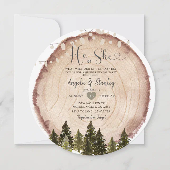 Rustic Wood Gender Reveal String Light Invitation | Zazzle