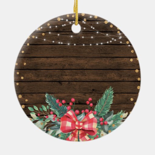 Rustic Wood Girl Baptism Ceramic Ornament | Zazzle