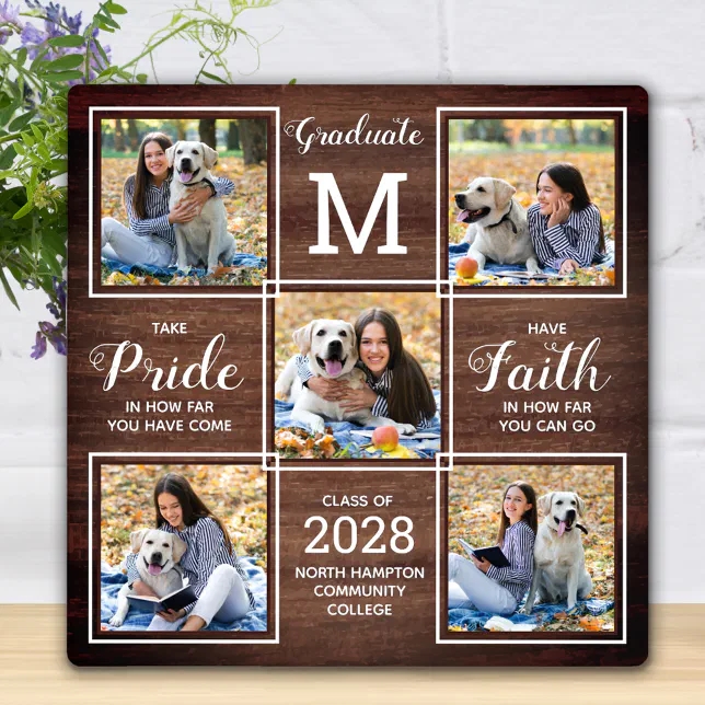 Rustic Wood Graduation Keepsake Photo Collage Plaque | Zazzle