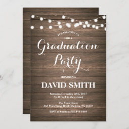 Rustic Wood Graduation Party Invitation Card | Zazzle
