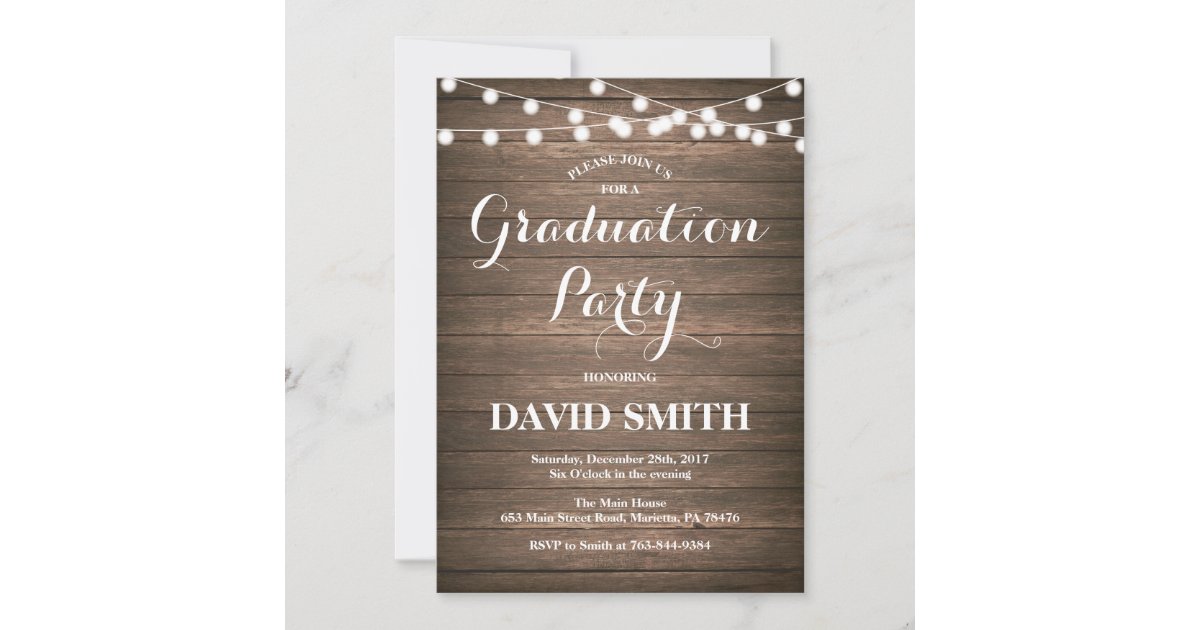 Rustic Wood Graduation Party Invitation Card | Zazzle