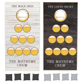 Rustic Wood Grain 2-games Beer Pong beanbag toss Cornhole Set | Zazzle