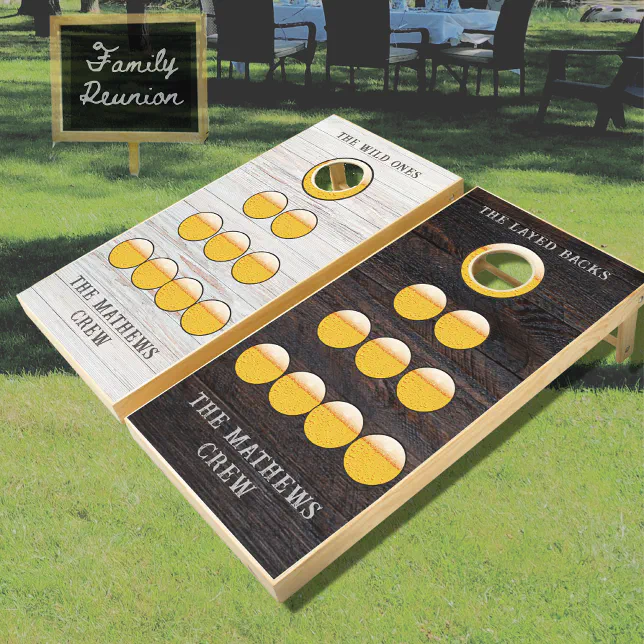 Rustic Wood Grain 2-games Beer Pong beanbag toss Cornhole Set | Zazzle