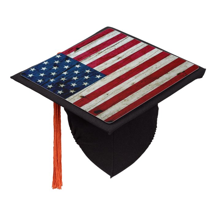 Rustic Wood Grain American Flag Graduation Cap Topper | Zazzle.com