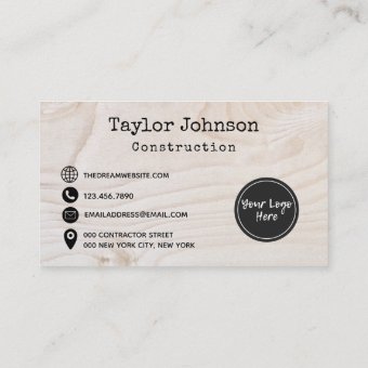 Rustic Wood Grain Construction Work Business Card | Zazzle