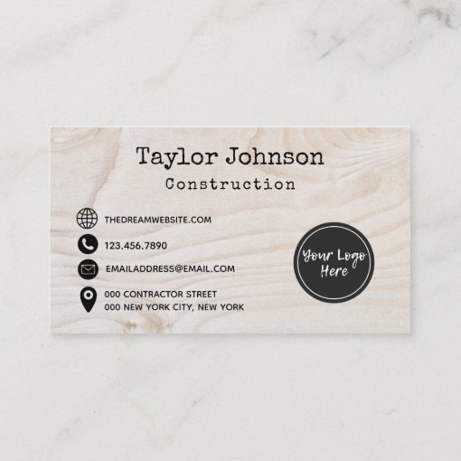 Rustic Wood Grain Construction Work Business Card | Zazzle