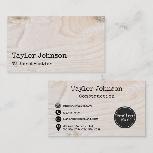 Rustic Wood Grain Construction Work Business Card | Zazzle