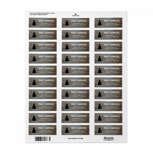 Rustic Wood Grain | Pine Tree Evergreen Silhouette Label | Zazzle