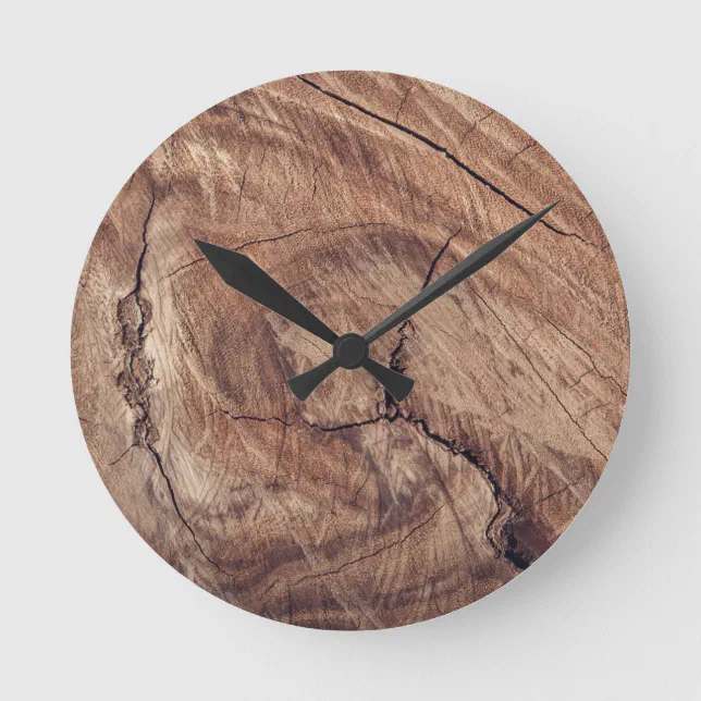Rustic Wood Grain Texture Design Round Clock | Zazzle