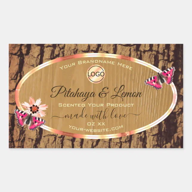 Rustic Wood Grain Tree Bark Product Labels Logo | Zazzle