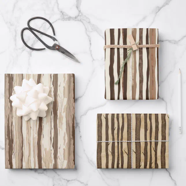 Rustic Wood Grain Tree Bark Wrapping Paper Sheets | Zazzle