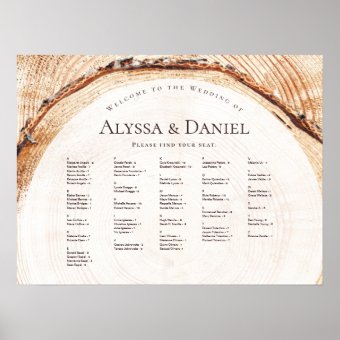 Rustic Wood Grain Tree ring Wedding Seating Chart | Zazzle