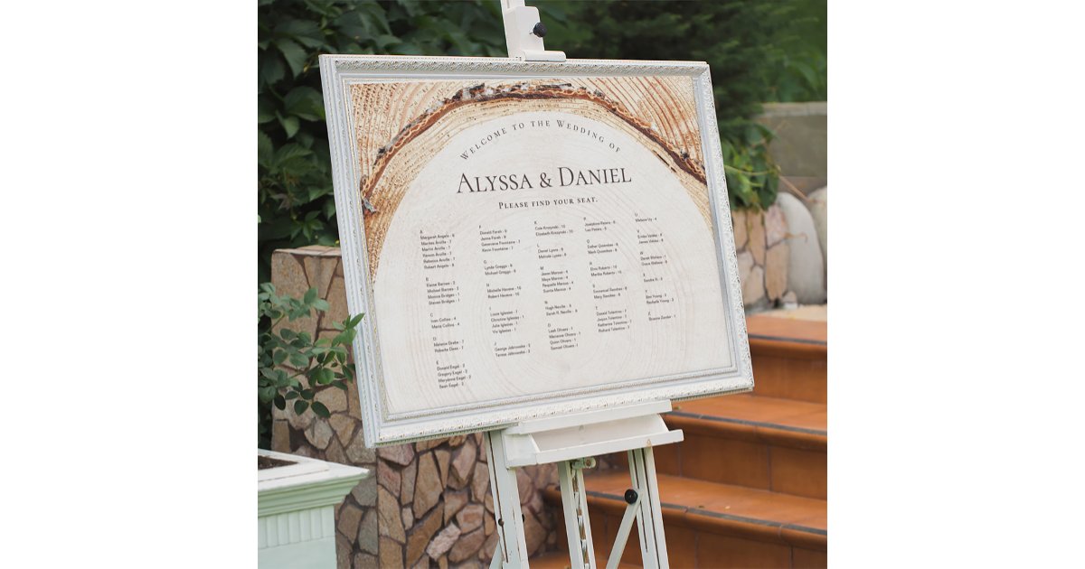 Rustic Wood Grain Tree ring Wedding Seating Chart | Zazzle