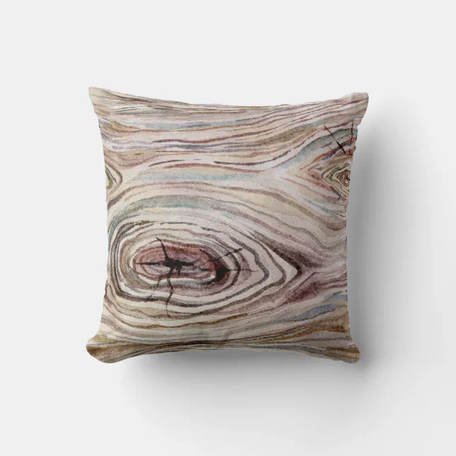Rustic Wood Grain Watercolor Country Chic Throw Pillow | Zazzle