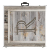 Rustic Wood Gray Monogram Square Design Beer Pong Table | Zazzle