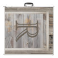 Rustic Wood Gray Monogram Square Design Beer Pong Table | Zazzle