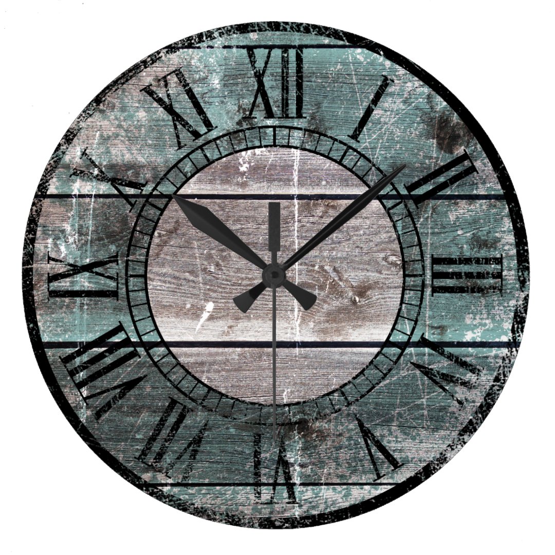 Rustic Wood (Green) Large Clock | Zazzle