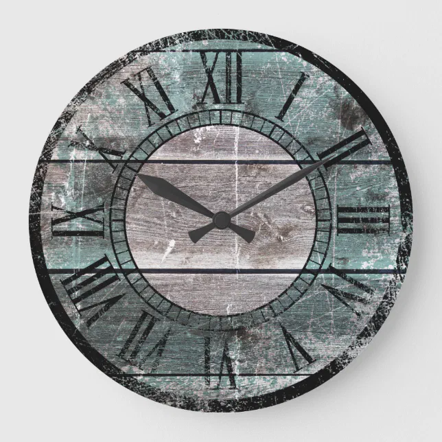 Rustic Wood (Green) Large Clock | Zazzle