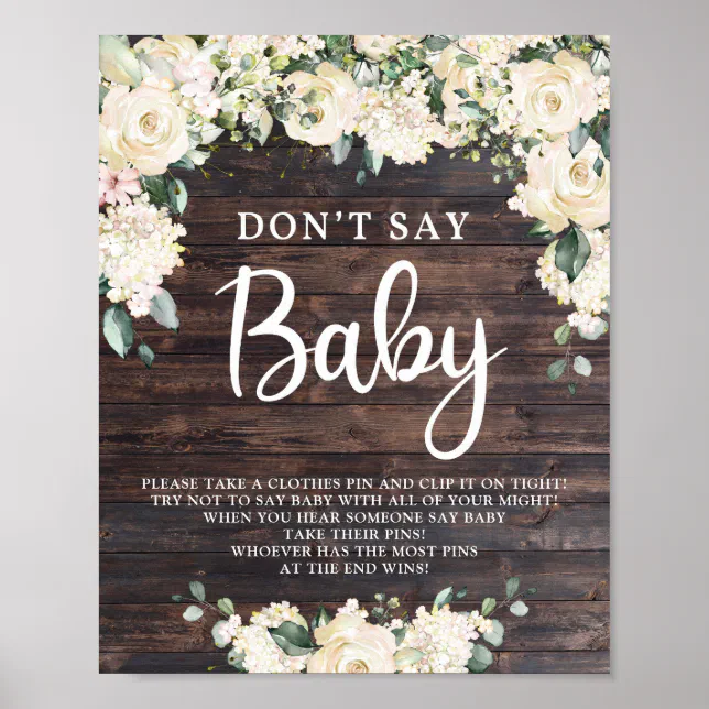 Rustic wood greenery boho dont say baby sign | Zazzle