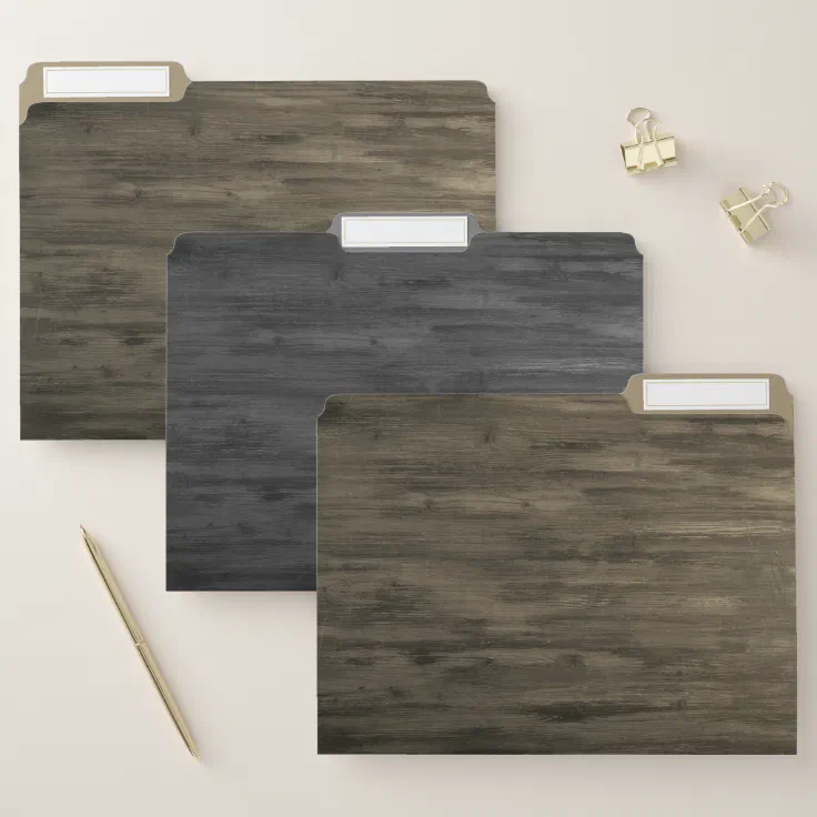 Rustic Wood Grey and Black File Folder | Zazzle