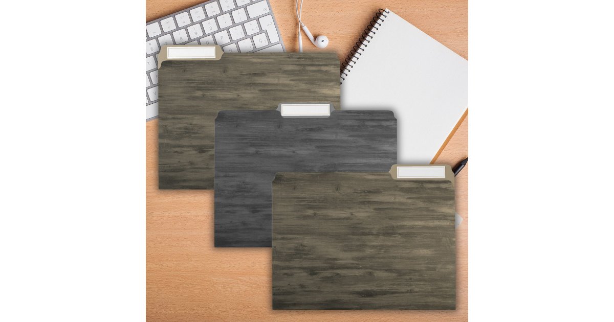 Rustic Wood Grey and Black File Folder | Zazzle