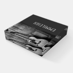 Rustic Wood Guitar Music Black White Custom Paperweight | Zazzle