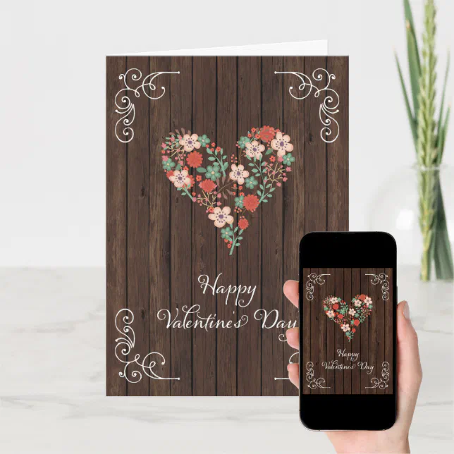 Rustic Wood Happy Valentine's Day Card | Zazzle