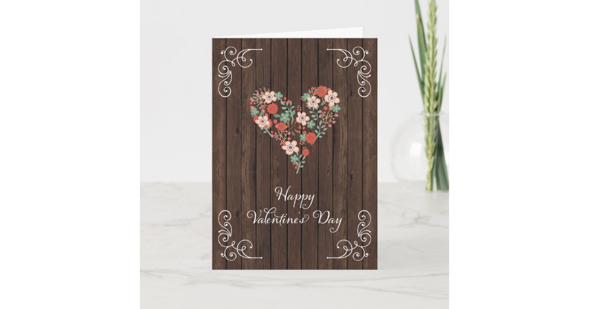 Rustic Wood Happy Valentine's Day Card | Zazzle