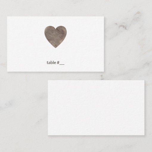 Rustic wood heart place cards - flat | Zazzle