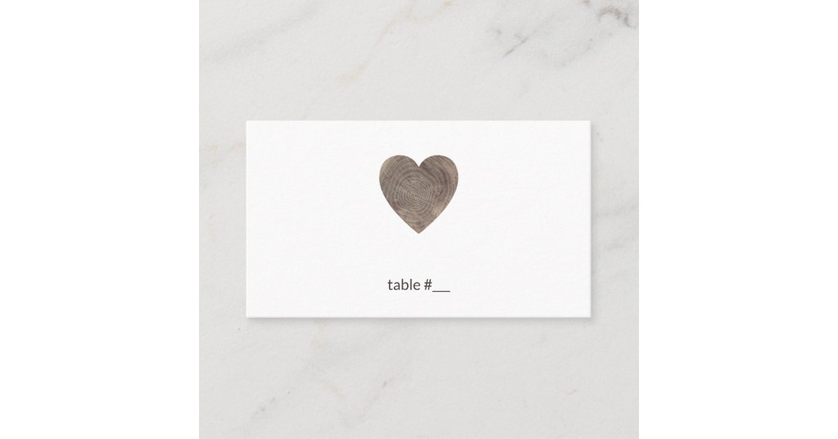 Rustic wood heart place cards - flat | Zazzle