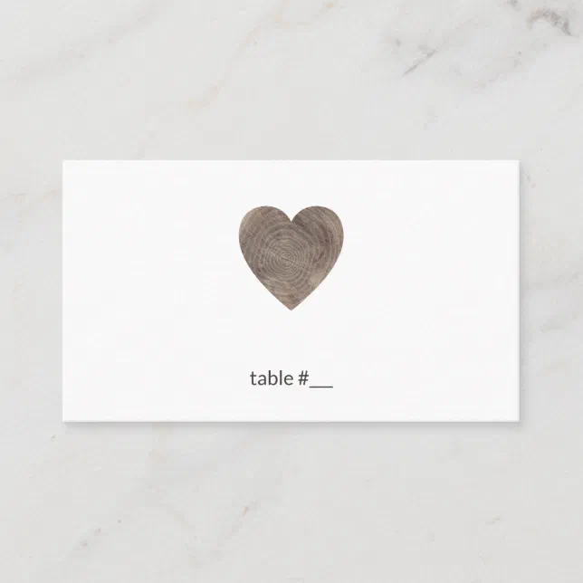 Rustic wood heart place cards - flat | Zazzle