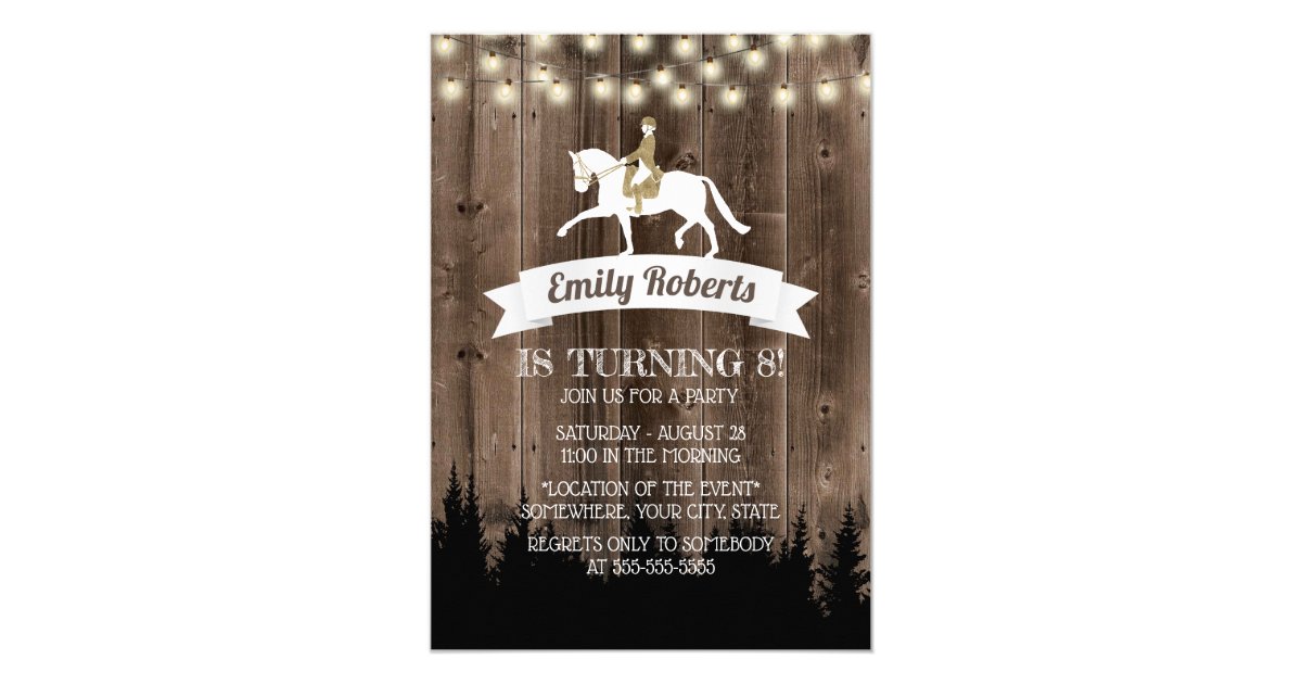 Rustic Wood Horseback Riding Horse Birthday Invitation | Zazzle.com