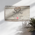 Rustic Wood Horseshoes Burlap Lace Wedding Welcome Banner | Zazzle