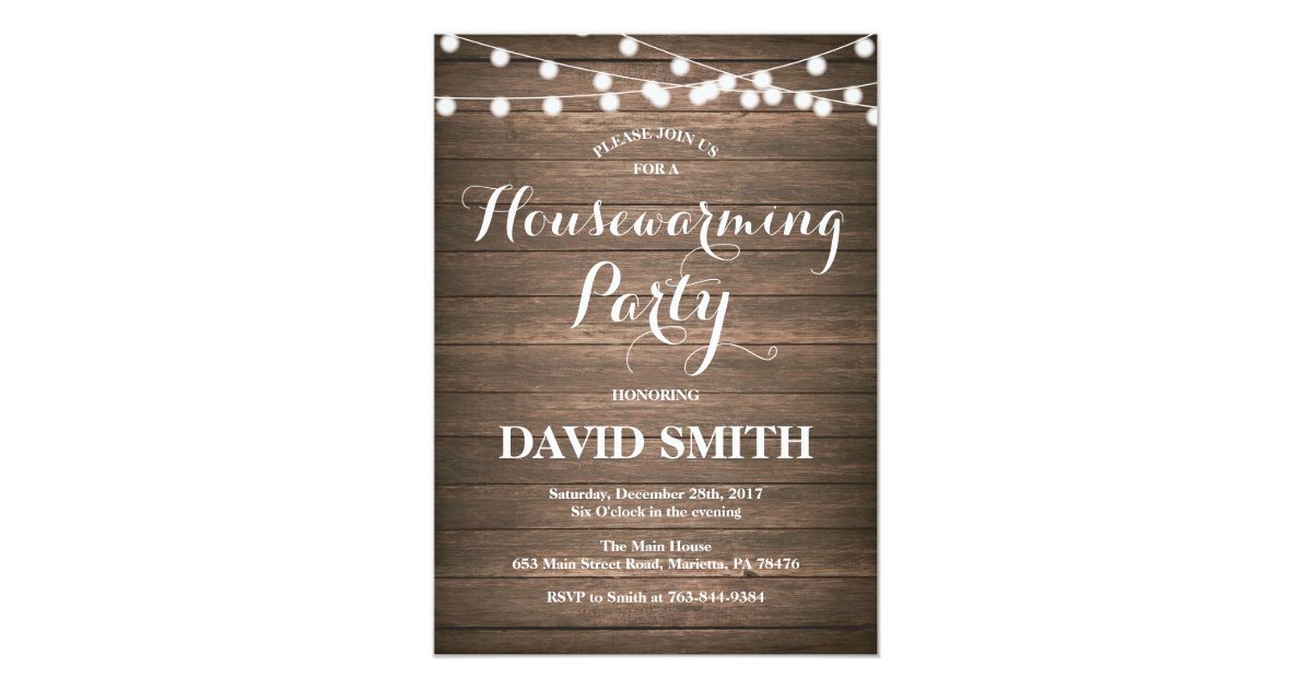 Rustic Wood Housewarming Party Invitation Card | Zazzle.com