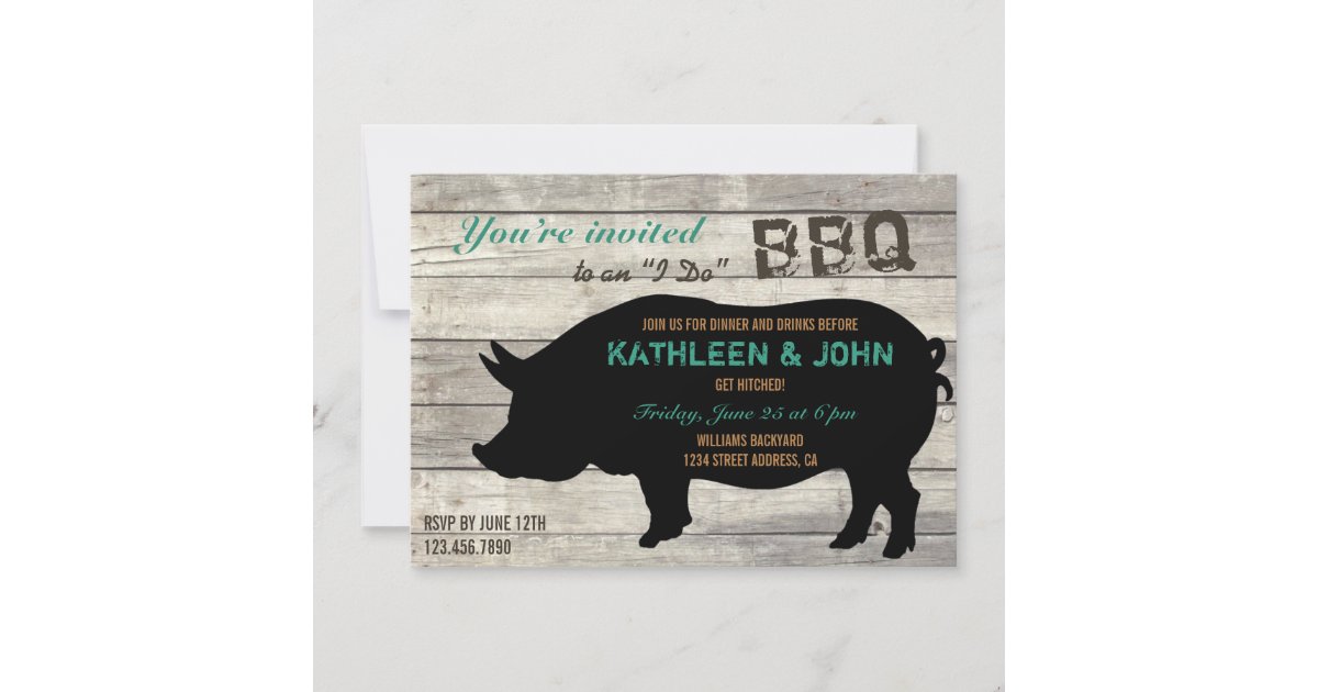 Rustic Wood "I Do" BBQ Rehearsal Dinner Invitation | Zazzle