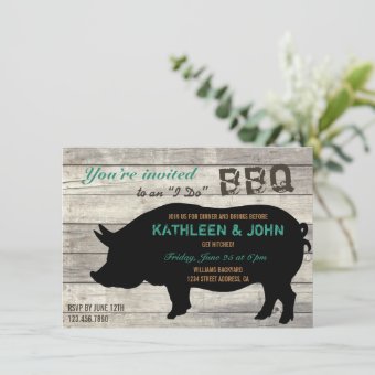 Rustic Wood "I Do" BBQ Rehearsal Dinner Invitation | Zazzle