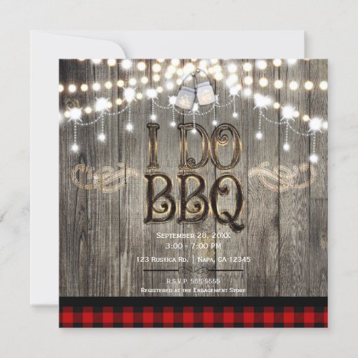 Rustic Wood I DO BBQ Wedding Engagement Shower Invitation | Zazzle