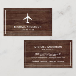 Rustic Wood Jet Aircraft Airplane Airline Pilot Business Card | Zazzle