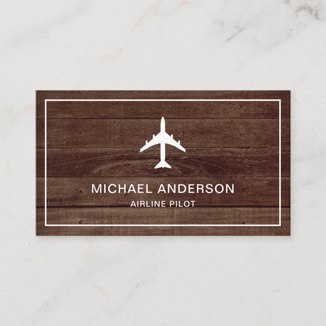 Rustic Wood Jet Aircraft Airplane Airline Pilot Business Card | Zazzle