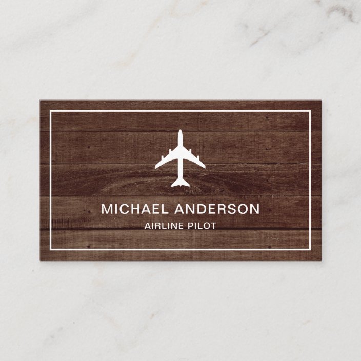 Rustic Wood Jet Aircraft Airplane Airline Pilot Business Card | Zazzle.com
