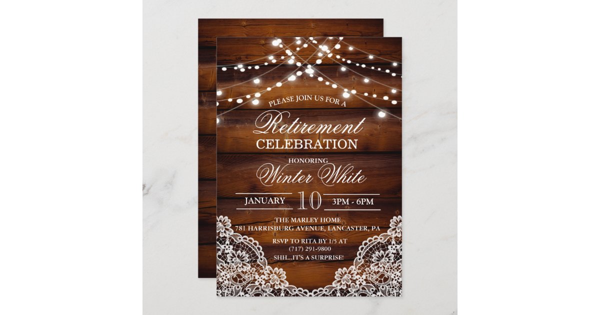 Rustic Wood Lace Invitation | Zazzle