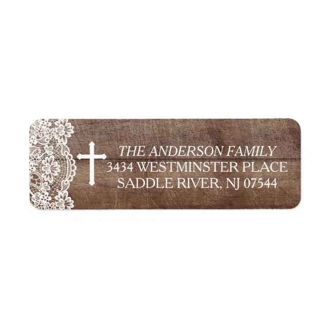 Rustic Wood Lace Return Address Label | Zazzle