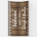 Rustic Wood Lace Wedding Welcome Banner | Zazzle
