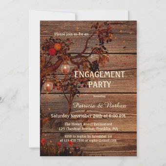 Rustic Wood Lanterns Engagement Party Invitation | Zazzle