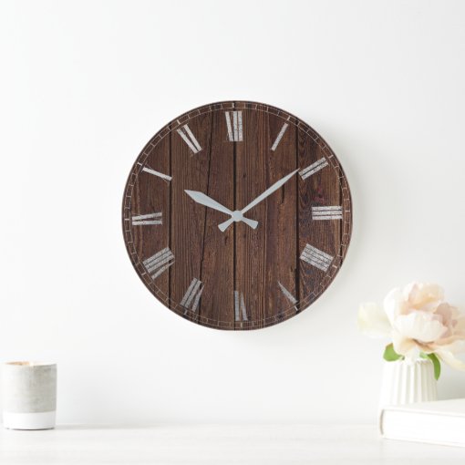 rustic wood large clock | Zazzle