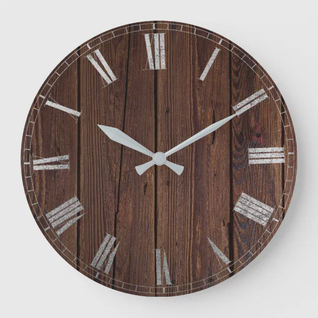 rustic wood large clock | Zazzle